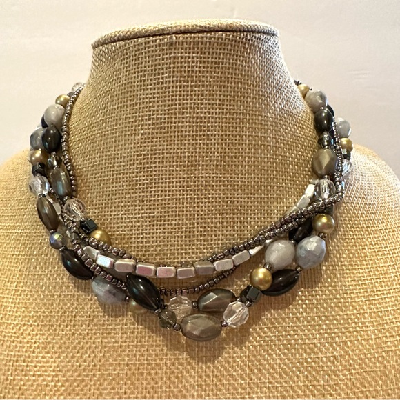 Cookie Lee | Jewelry | Nwot Cookie Lee Necklace Multistrand Gunmetal ...